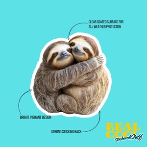 Hugging Sloths Sticker | Cute Sloth Decal for Laptop, Water Bottle ...