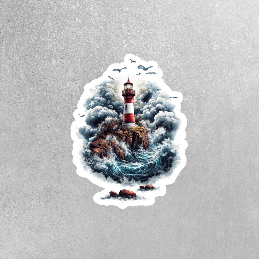 Lighthouse Sticker - Stormy Night Lighthouse Decal - Lighthouse Decal ...