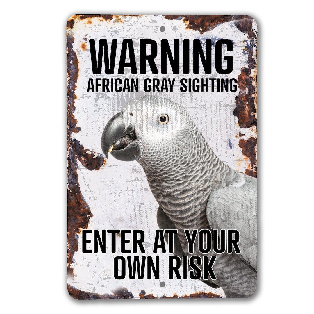 African Gray Enter at Your Own Risk Sign | African Gray Parrot Sign - Etsy