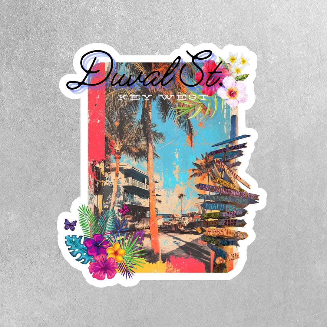 Key West Sticker, Duval Street Decor, Tropical Travel Souvenir, Beach ...
