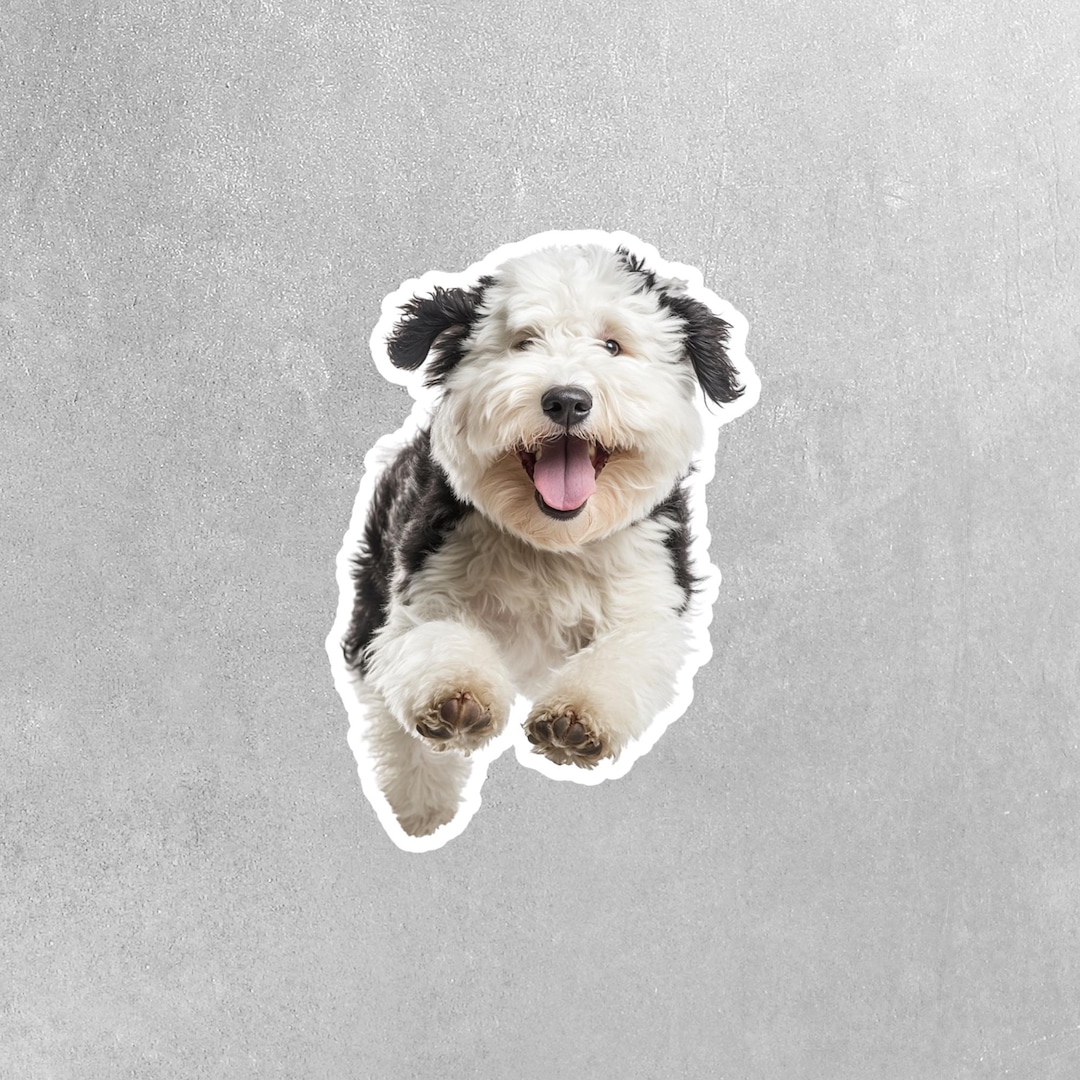 Old English Sheepdog Running Sticker - Old English Sheepdog Decal for ...