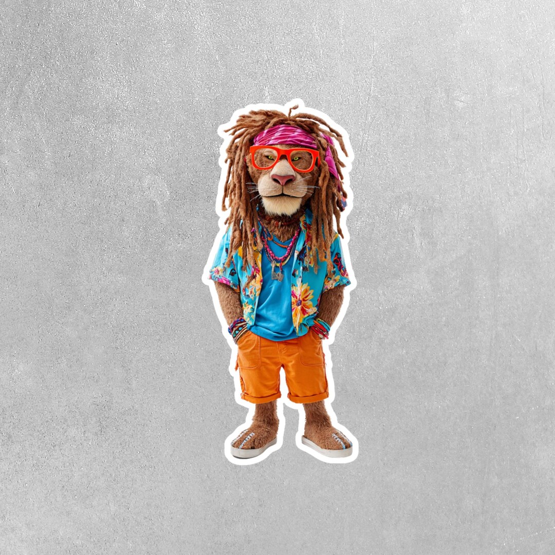 Dreadlocks Lion Sticker: Funny Chillin’ Creatures Vinyl Decal - Etsy