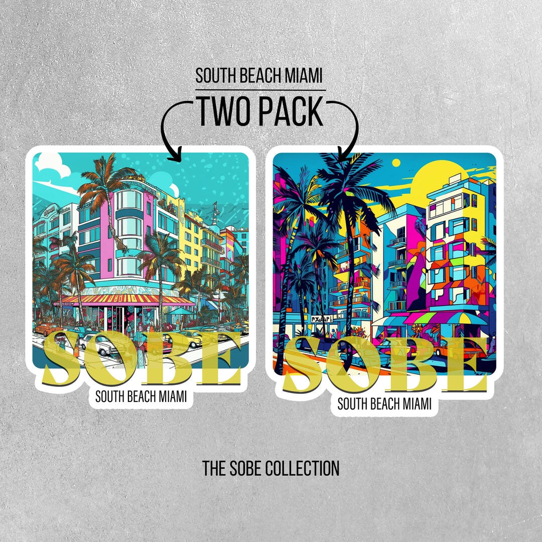 South Beach Miami Sticker PACK | Miami Beach Stickers | 2 Pack Miami ...