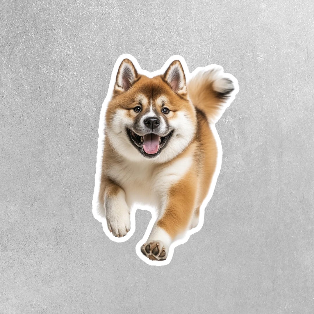 Akita Running Sticker - Akita Decal for Water Bottles, Car & Laptop ...
