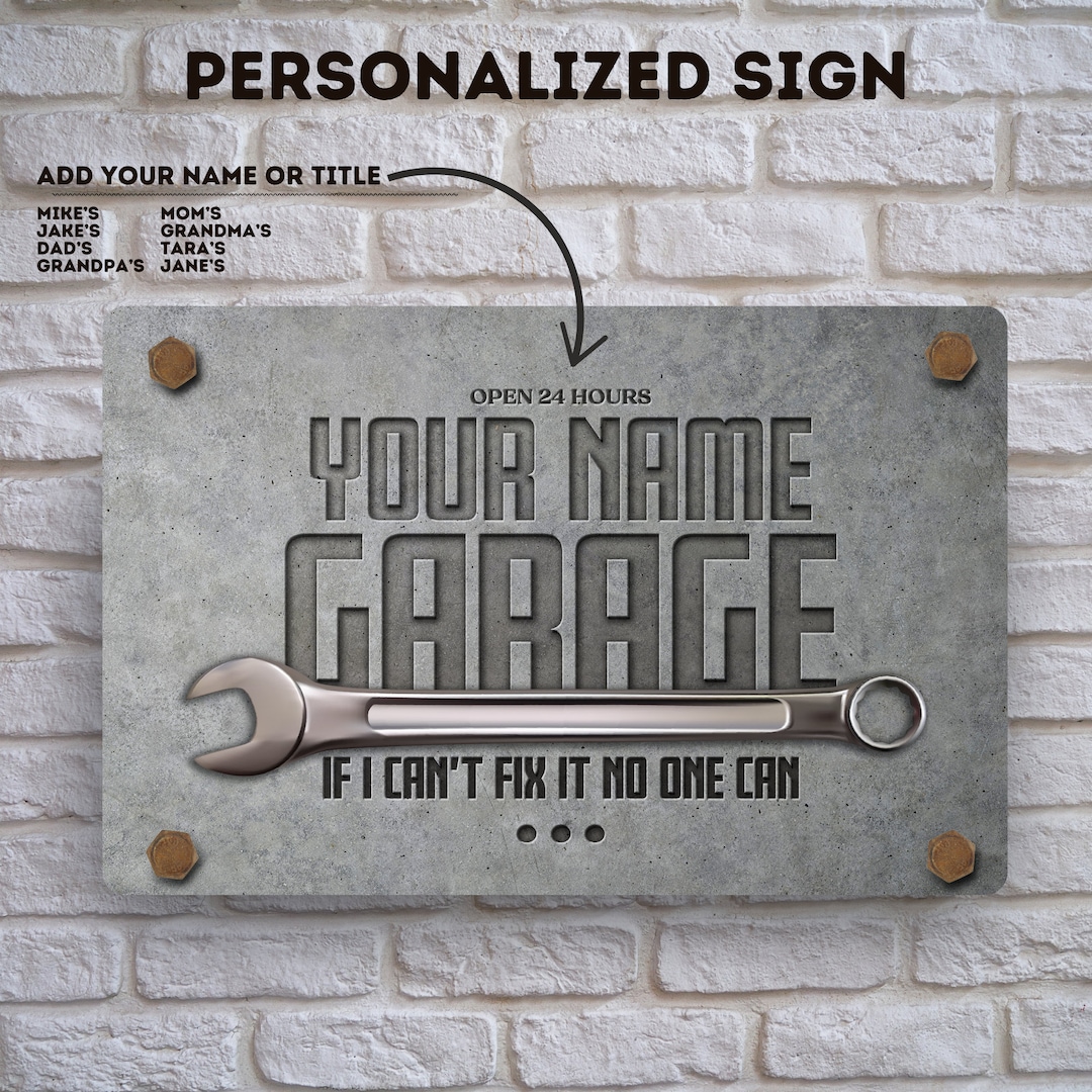 Custom Garage Sign, Personalized Garage Sign, Concrete Printed Design ...