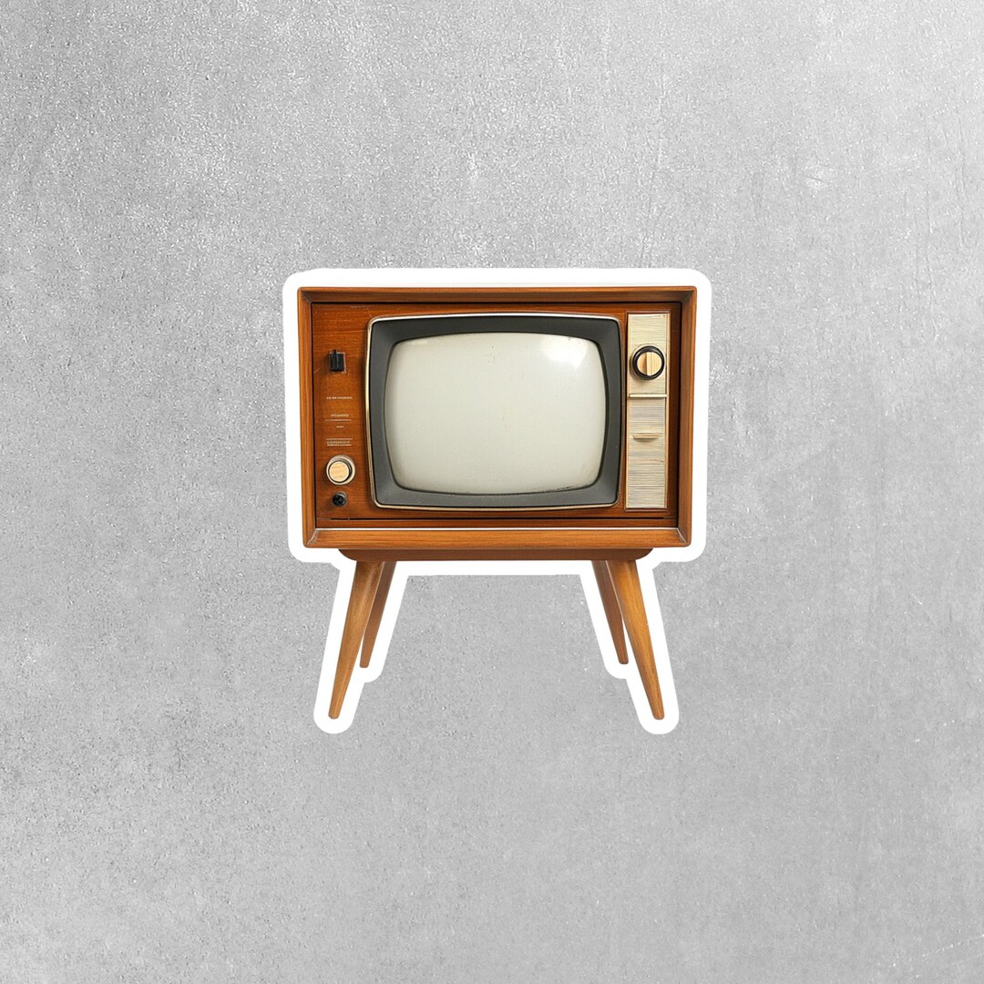Vintage TV Sticker - Old Fashioned Television Sticker - TV Decal - Junk ...