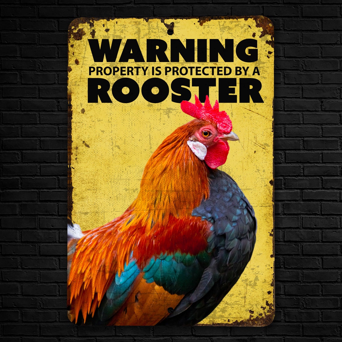 Warning Rooster Sign Rooster Warning Sign Rooster Glider | Etsy