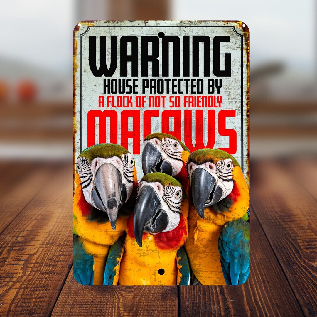Funny Macaw Sign | Rustic Macaw Warning Sign | Group of Macaw Warning ...