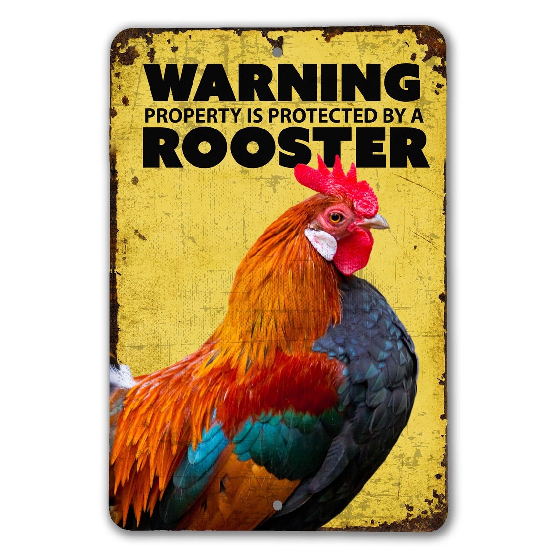 Warning Rooster Sign | Rooster Warning Sign | Rooster Glider Sign - Etsy