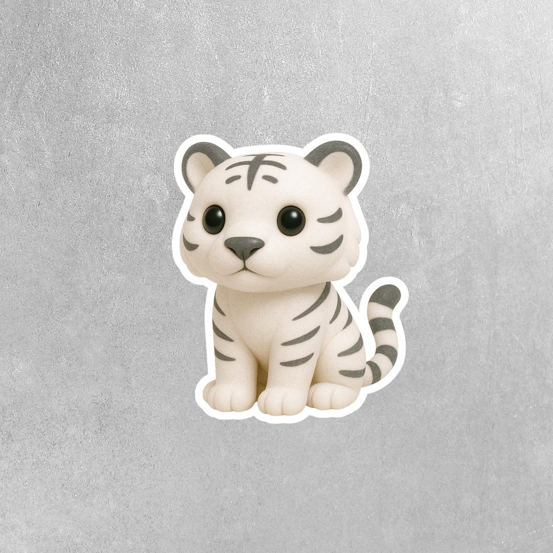 White Tiger Sticker | Cartoon White Tiger Sticker | White Tiger Decal ...