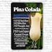 Bar Sign | Pina Colada Recipe Bar Sign | Cocktail Recipe Sign - Etsy