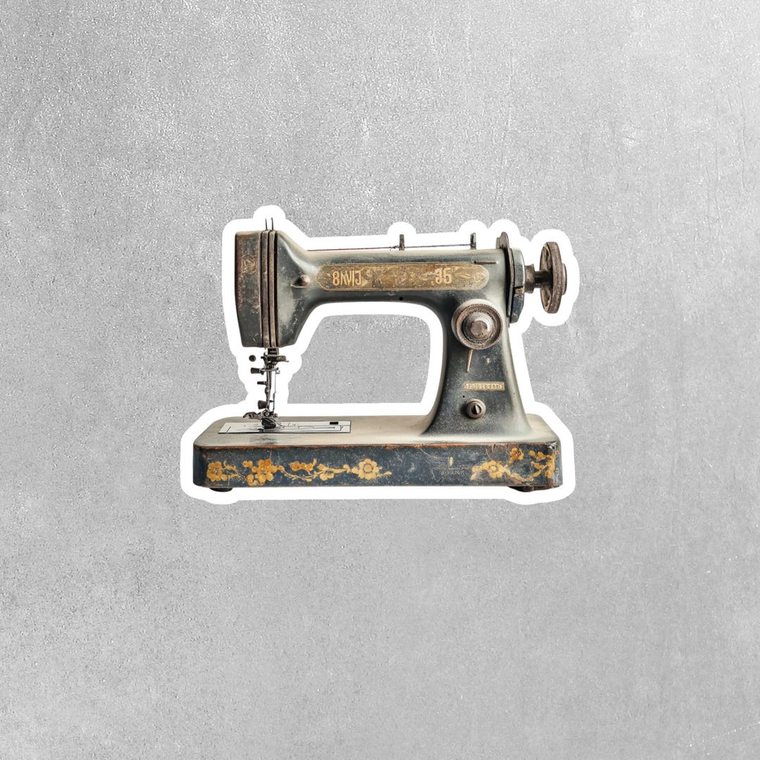 Vintage Sewing Machine Sticker - Old Fashioned Sewing Machine Sticker ...