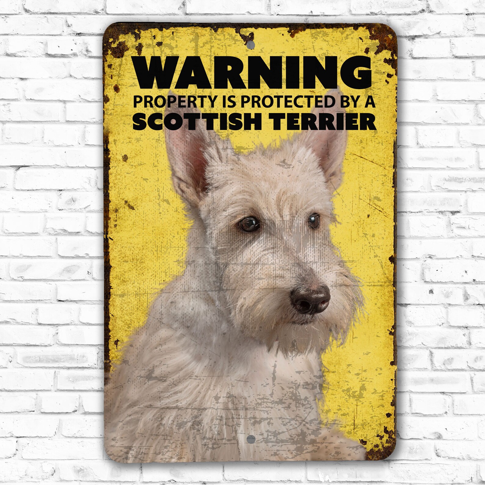 Warning Scottish Terrier Sign Dog Warning Sign White - Etsy
