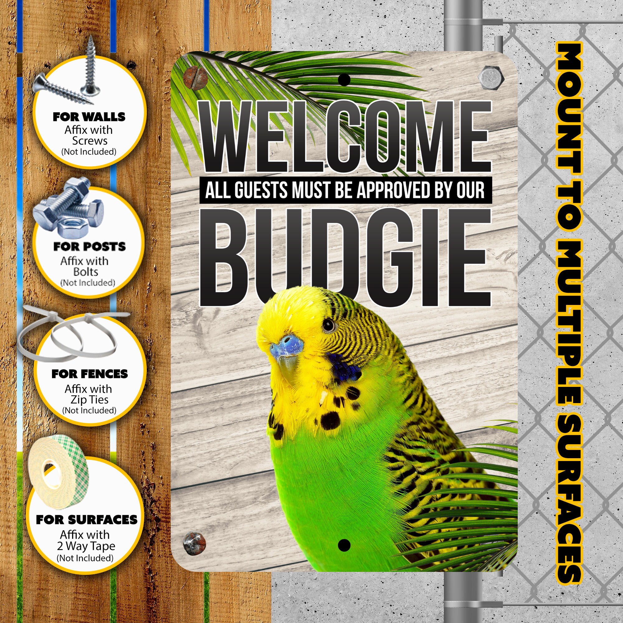 Budgie Welcome Sign | Parakeet Sign | Green Budgie Sign - Etsy