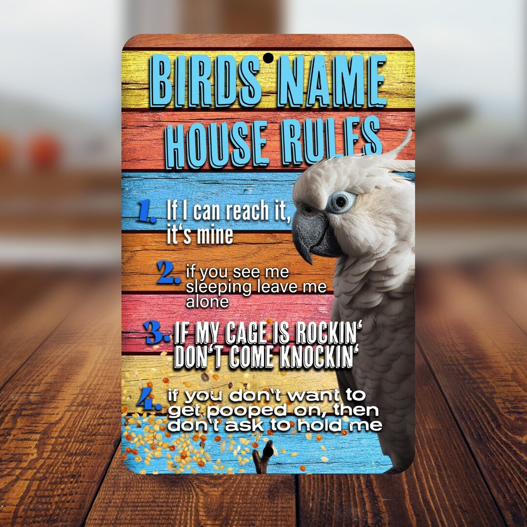 Cockatoo House Rules Sign | Personalized Cockatoo Sign | Rustic ...