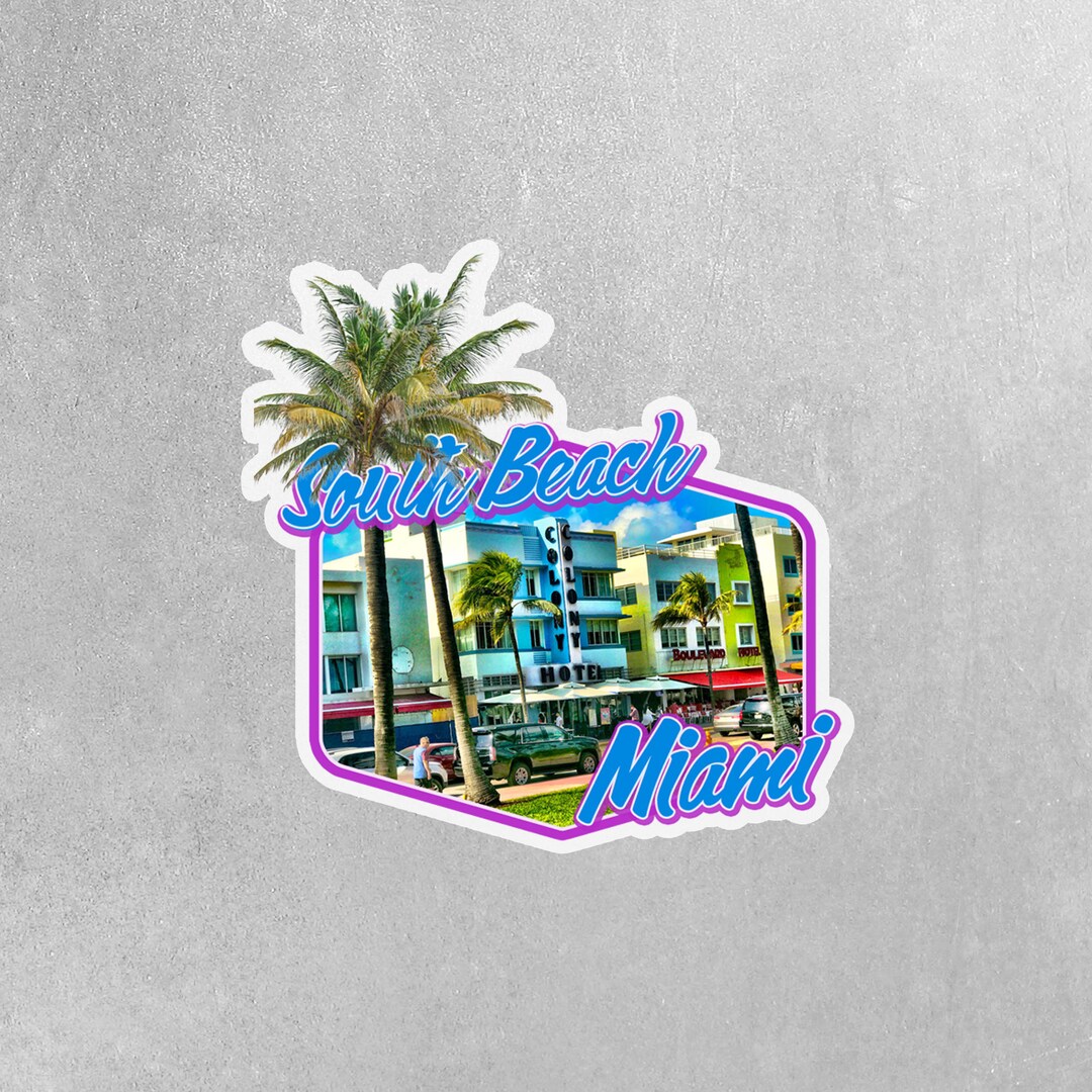 South Beach Miami Sticker | Miami Beach Stickers - Etsy