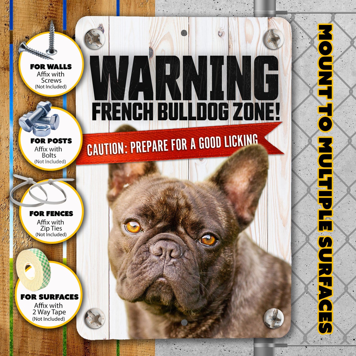 Warning French Bulldog Zone Sign | Dog Warning Sign | French Bulldog ...