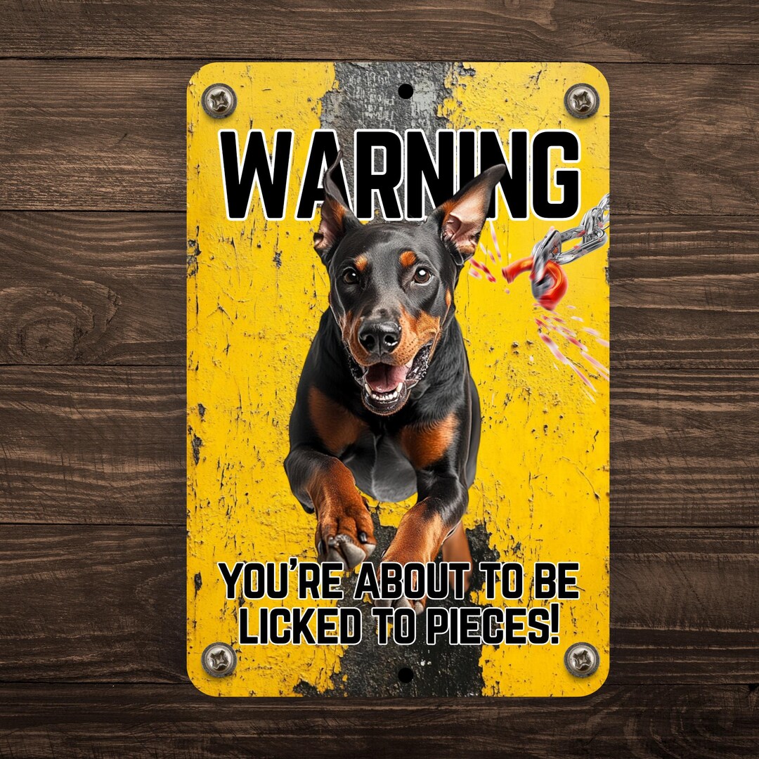 Doberman Warning Sign | Funny Dog Warning Sign | Doberman Sign - Etsy