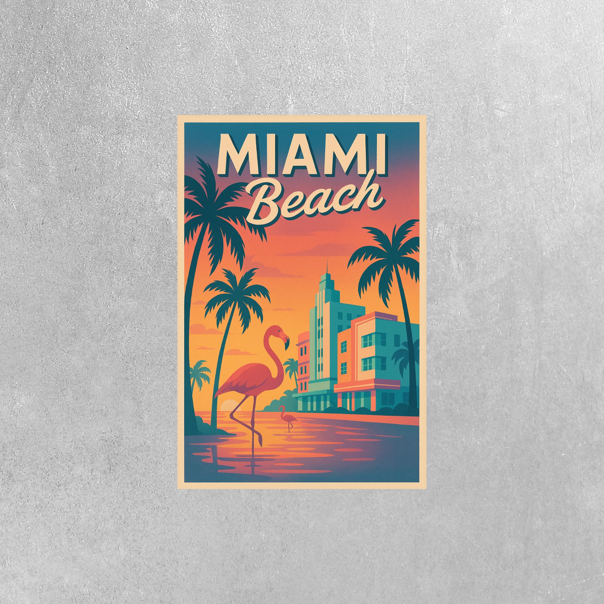 Miami Beach Sticker - Miami Beach Retro Sticker - Miami Retro Sticker ...