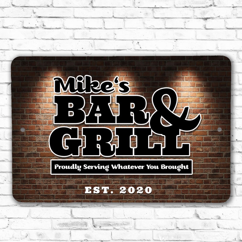 Custom Name Bar Sign Aluminum Bar Signs Your Name Bar Sign | Etsy