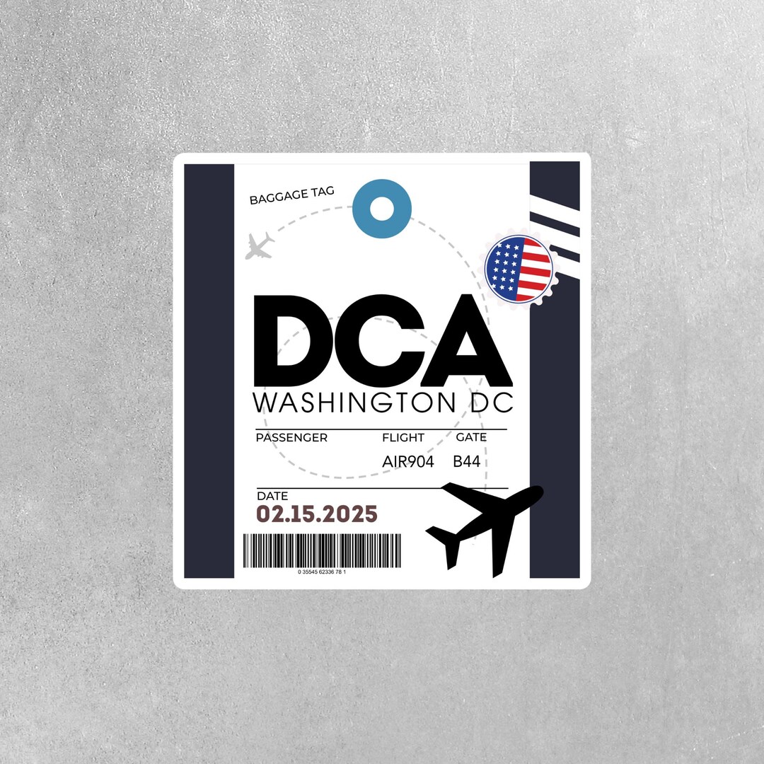 DCA Luggage Tag Sticker | Aviation Stickers | Washington DC Airport ...