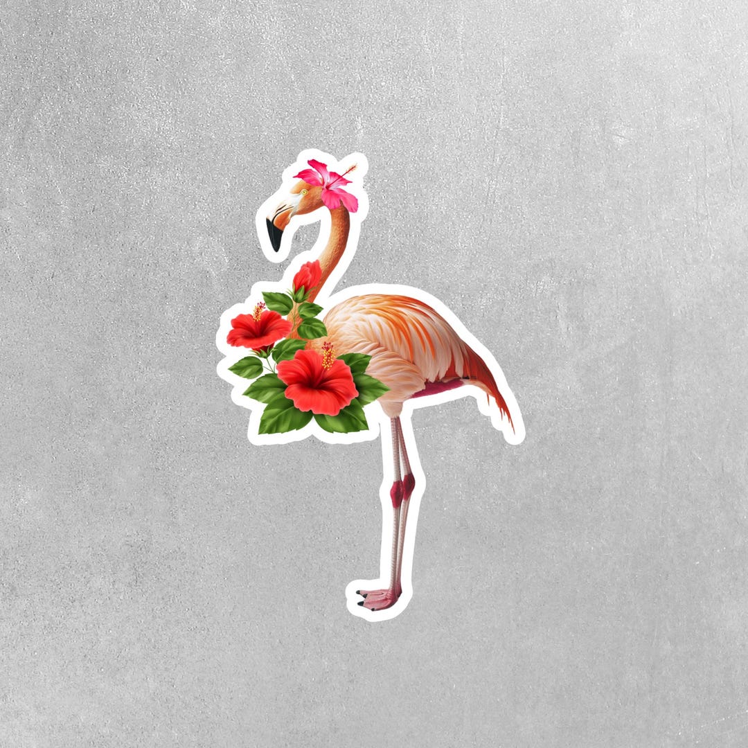Pink Flamingo Sticker | Cute Tropical Décor, Waterproof Vinyl Decal for ...
