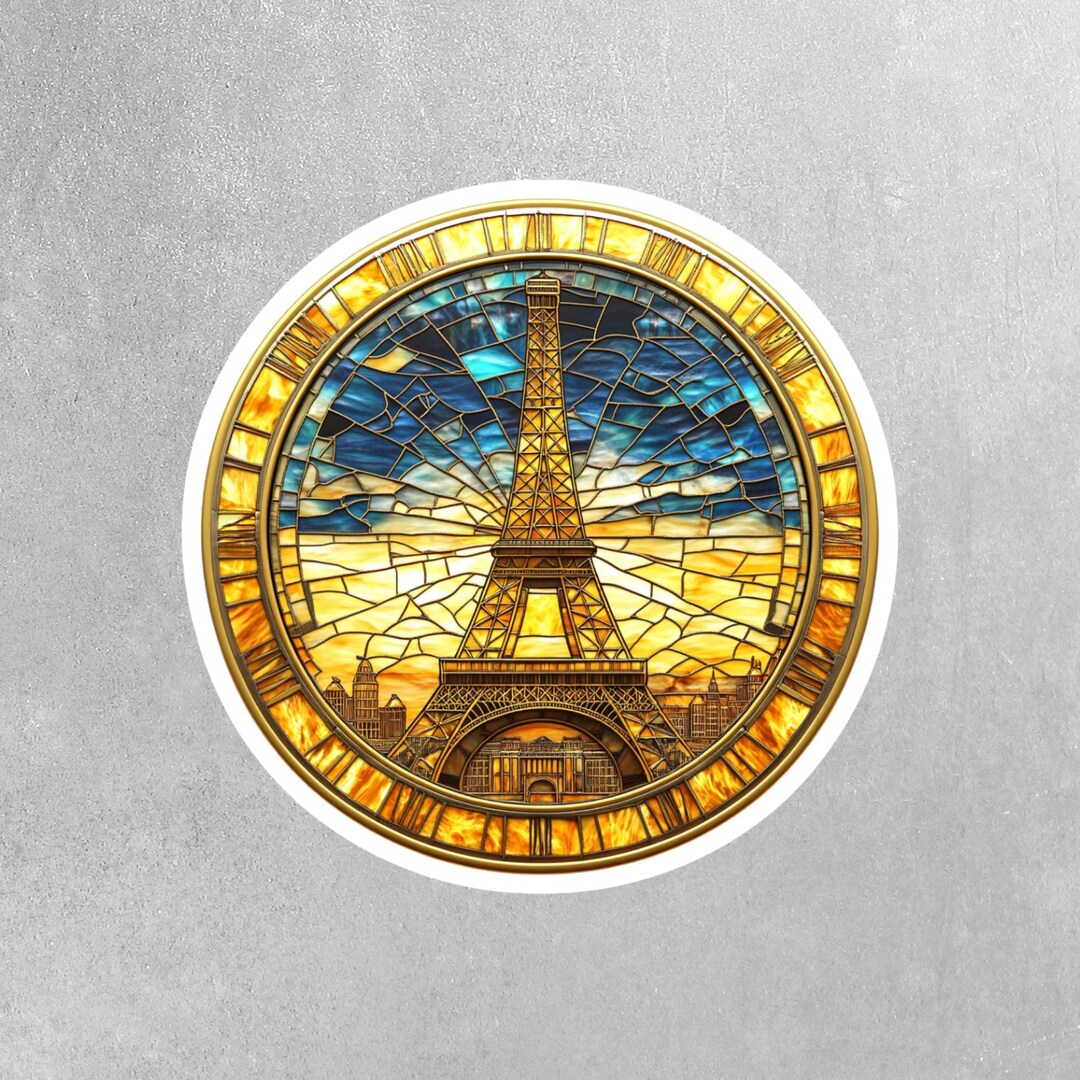 Eiffel Tower Sticker - Stained Glass Paris Decal, Unique Wall Art ...