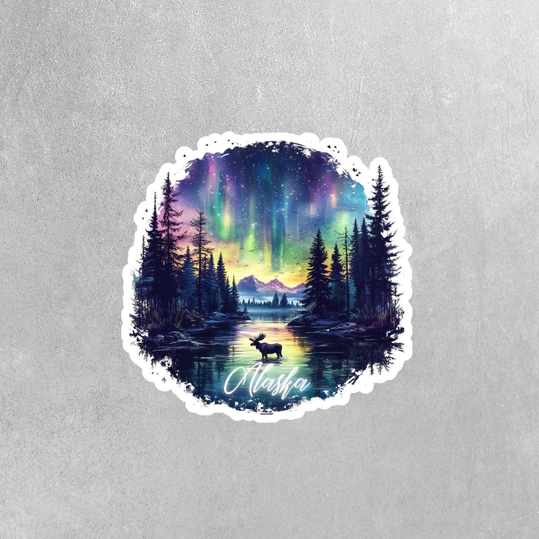 Alaska Sticker - Northern Lights Sticker - Alaska Outdoors Sticker - Etsy