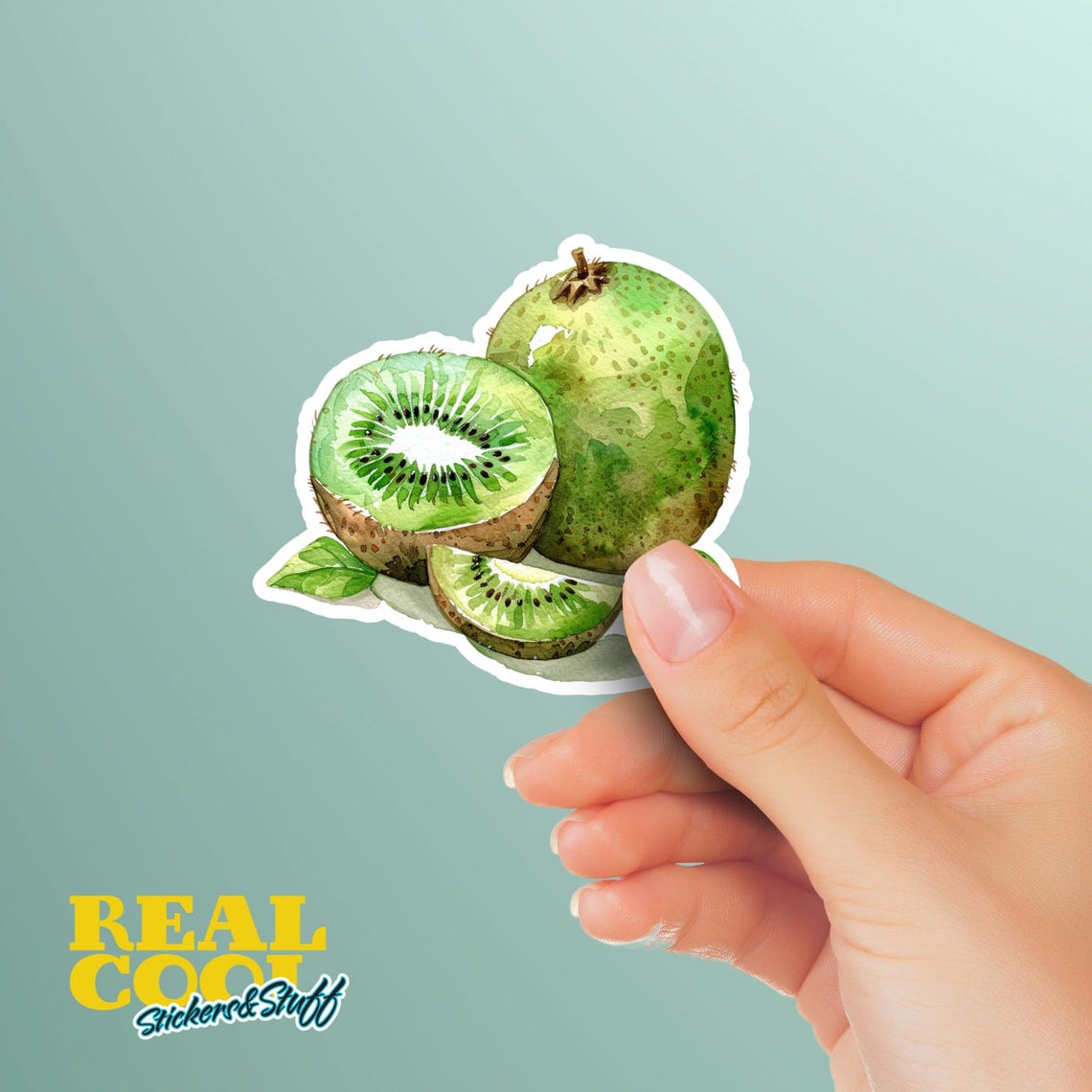 Kiwi Sticker - Watercolor Kiwi Decal for Laptops, Water Bottles ...