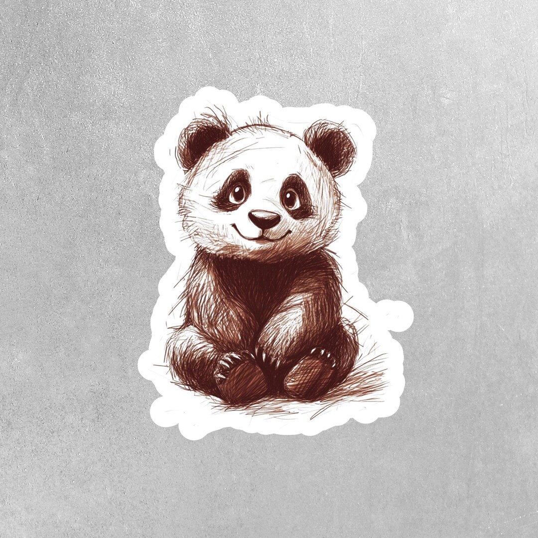 Pencil Sketch Panda Bear Sticker - Panda Bear Sticker - Panda Drawing ...