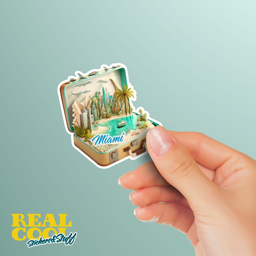 Miami Sticker Miami City in A Suitcase Sticker - Etsy