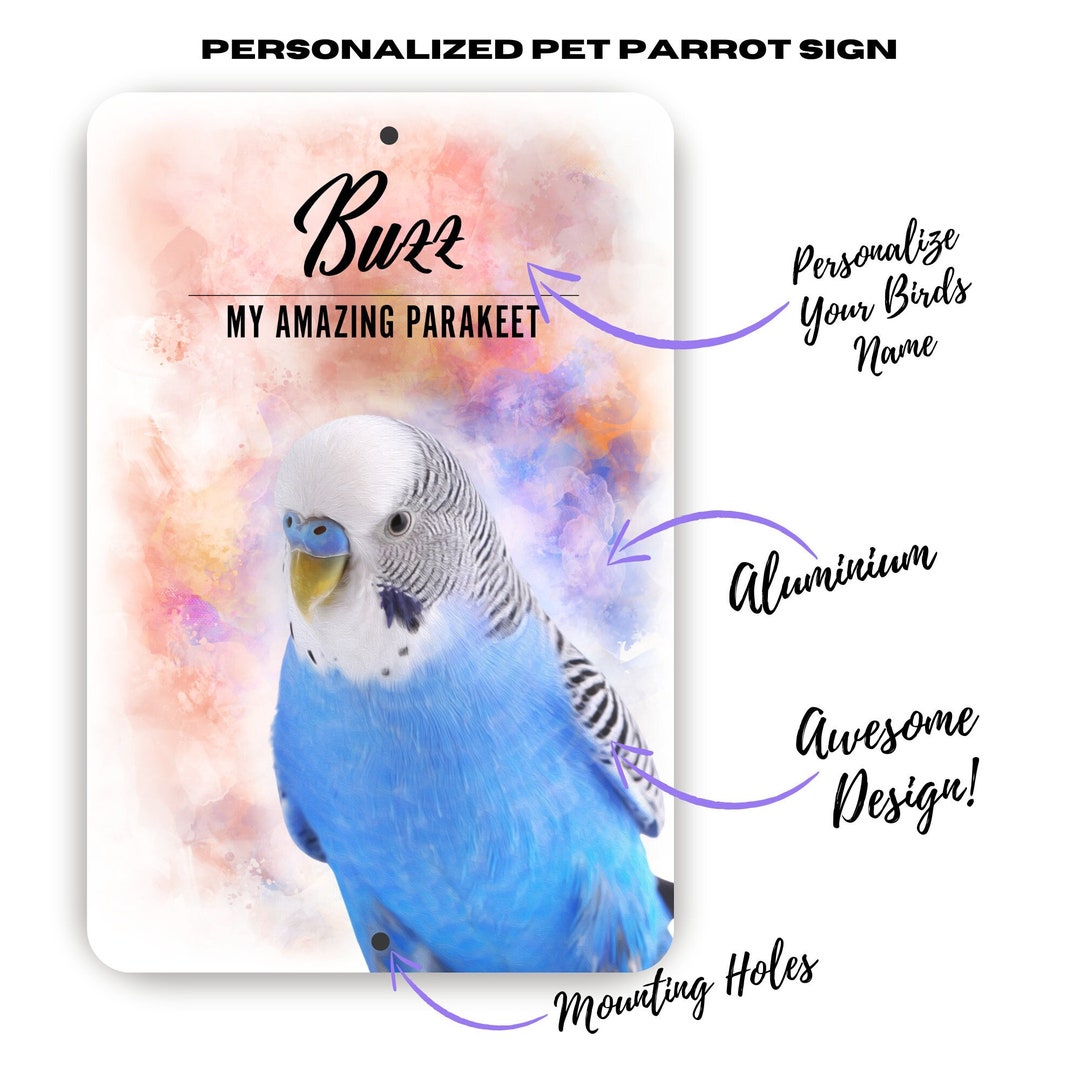 Personalized Blue Parakeet Sign | Personalized Name Blue Parakeet Sign ...