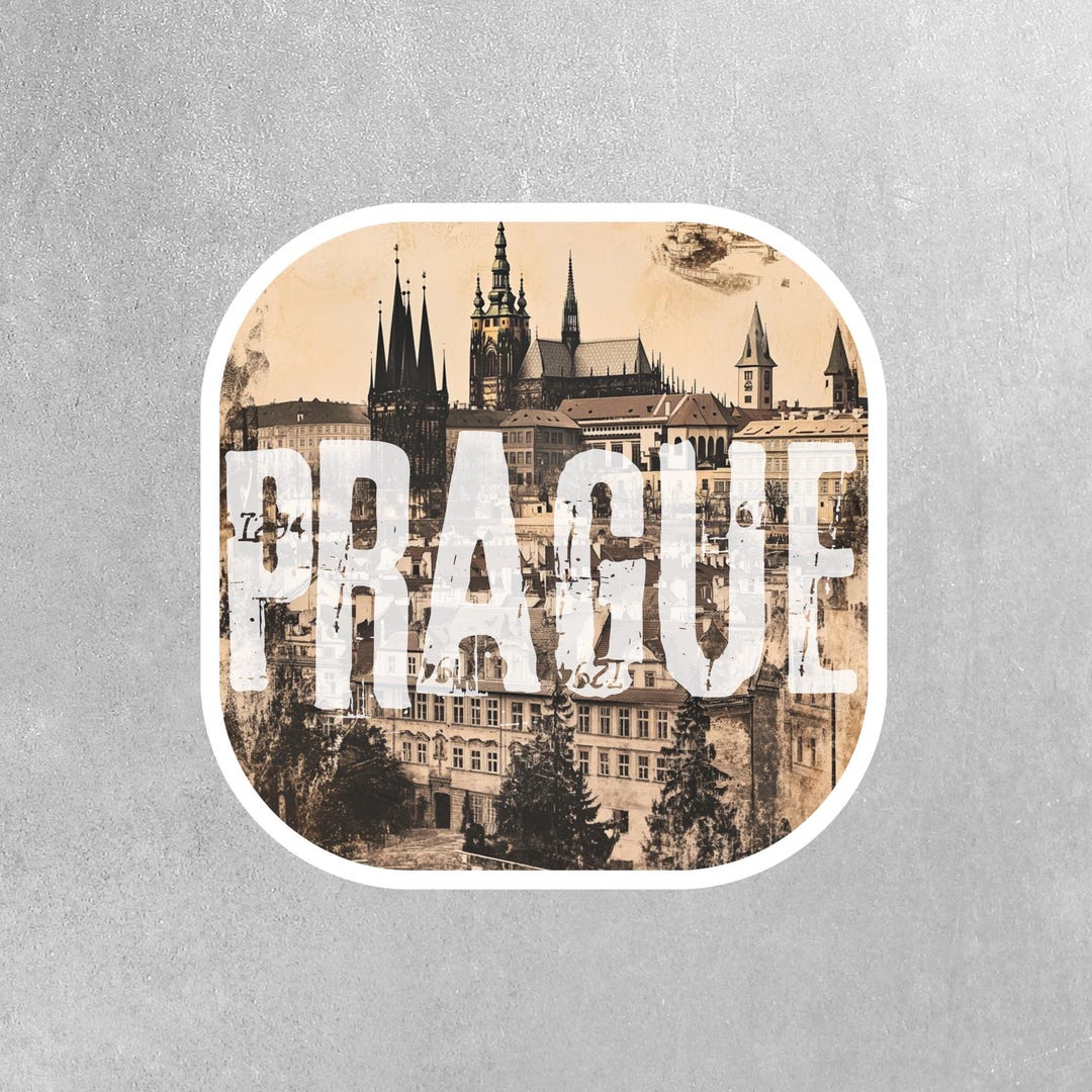 Prague Sticker | Vintage Travel Decal, Czech Republic Souvenir ...