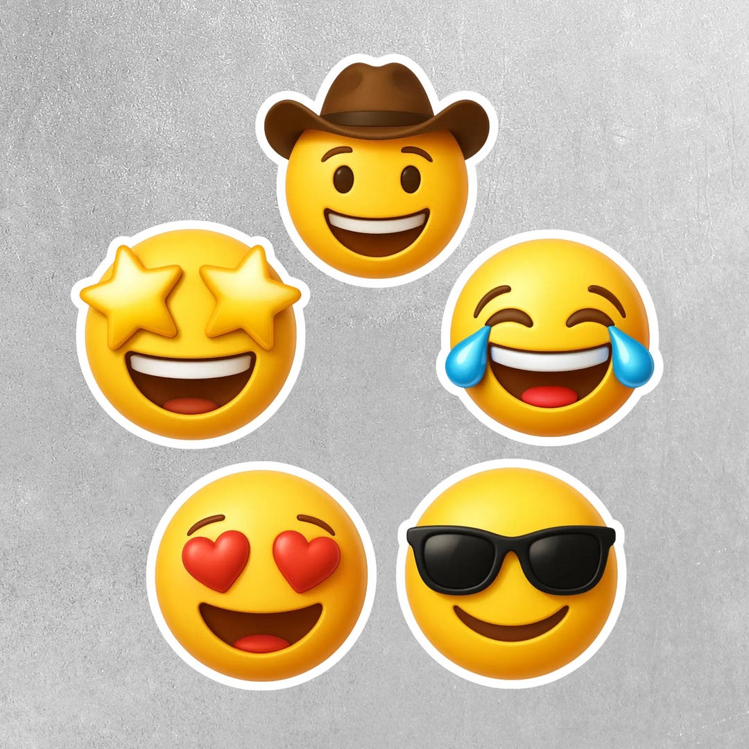 Emoji Sticker Pack | Emoji Stickers | Emoji Decals 5 Pack - Etsy