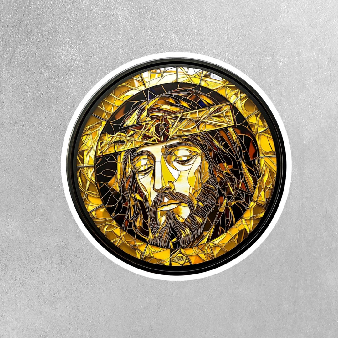 Jesus Christ Sticker - Stained Glass Jesus Decal for Christian Faith ...