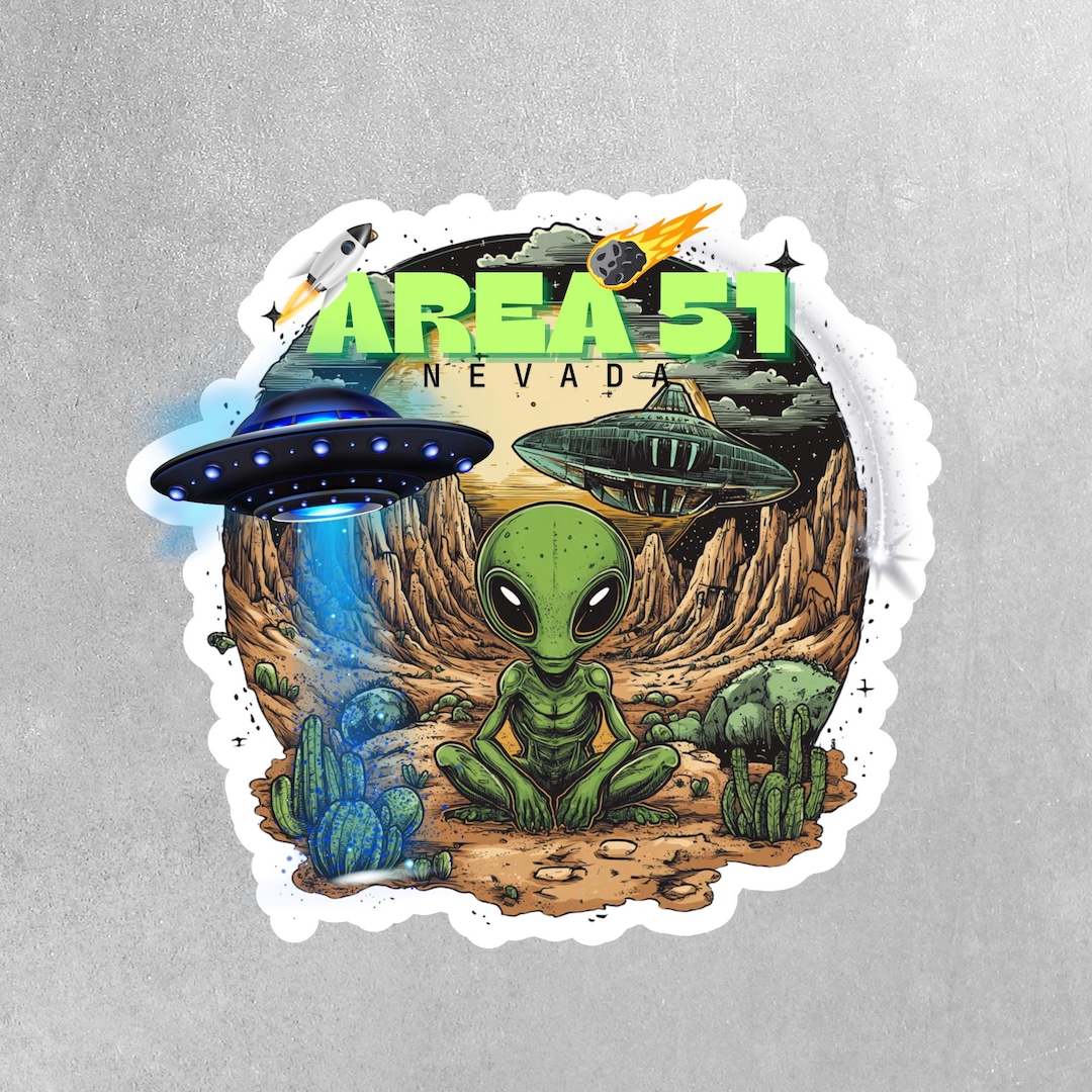 Area 51 Sticker - Alien, UFO, Extraterrestrial Decal for Car, Laptop ...