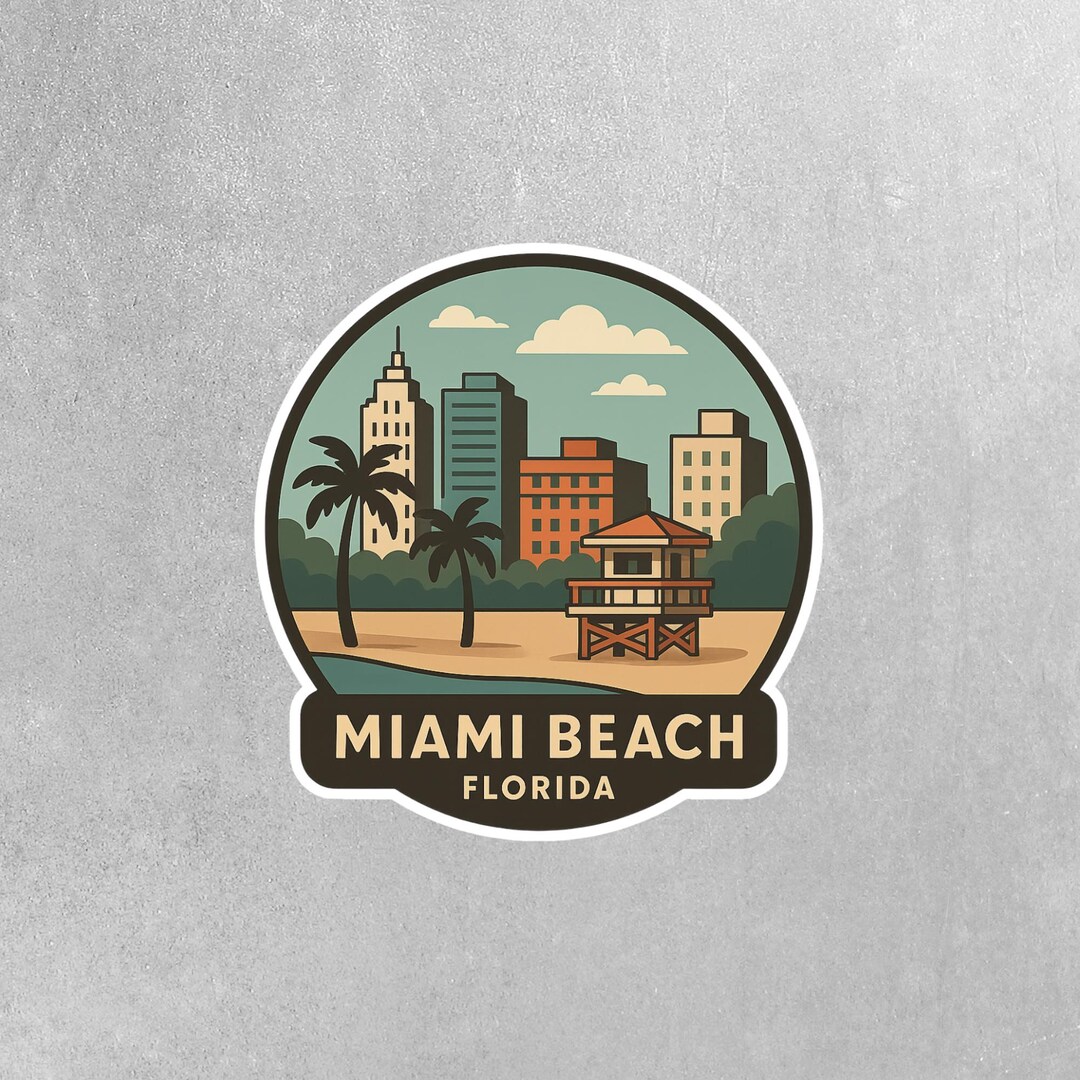 Miami Beach Sticker | Miami Beach Travel Decal | Miami Beach ...
