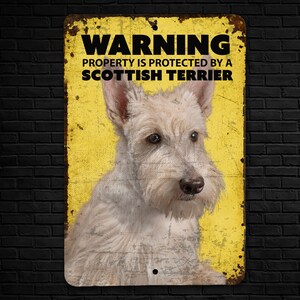 Warning Scottish Terrier Sign | Dog Warning Sign | White Scottish ...