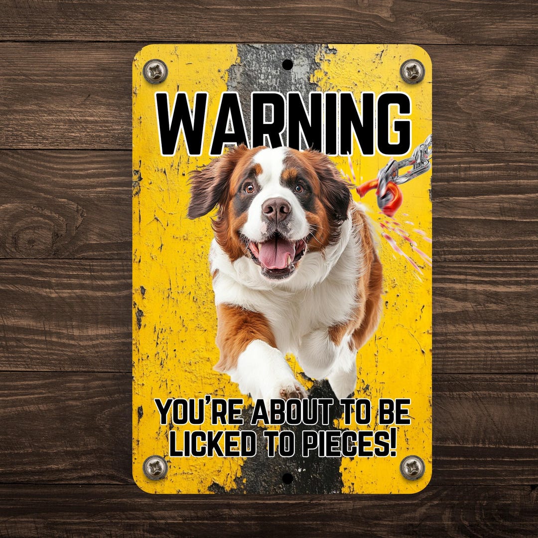St. Bernard Sign | Funny Dog Warning Sign | St. Bernard Gift - Etsy