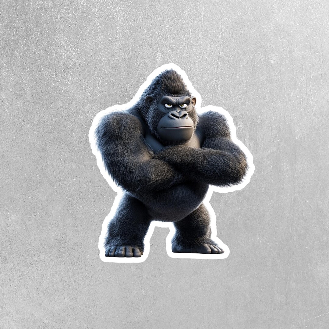 Gorilla Sticker | Gorilla Standing Sticker | Wild Gorilla Sticker - Etsy