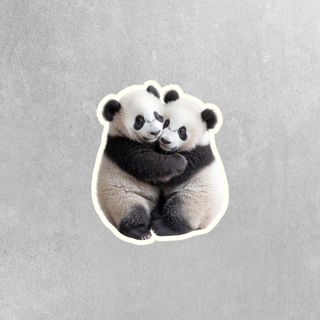 Hugging Panda Bears Sticker | Cute Panda Bears Decal for Laptop, Water ...