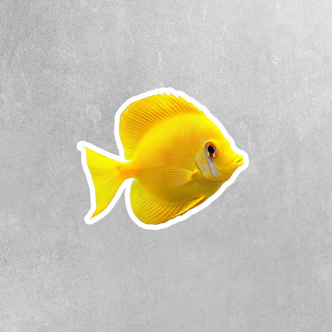 Yellow Tang Sticker | Cute Yellow Tang Decal for Fish Lovers, Ocean ...