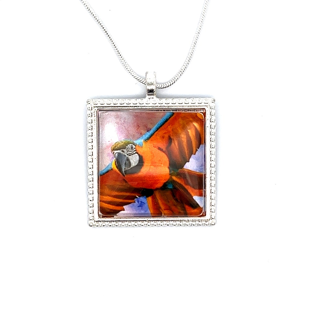 Macaw Pendant With Snake Necklace Flying Macaw Jewelry Necklace - Etsy