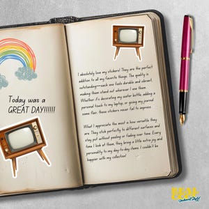 Vintage TV Sticker - Old Fashioned Television Sticker - TV Decal - Junk ...