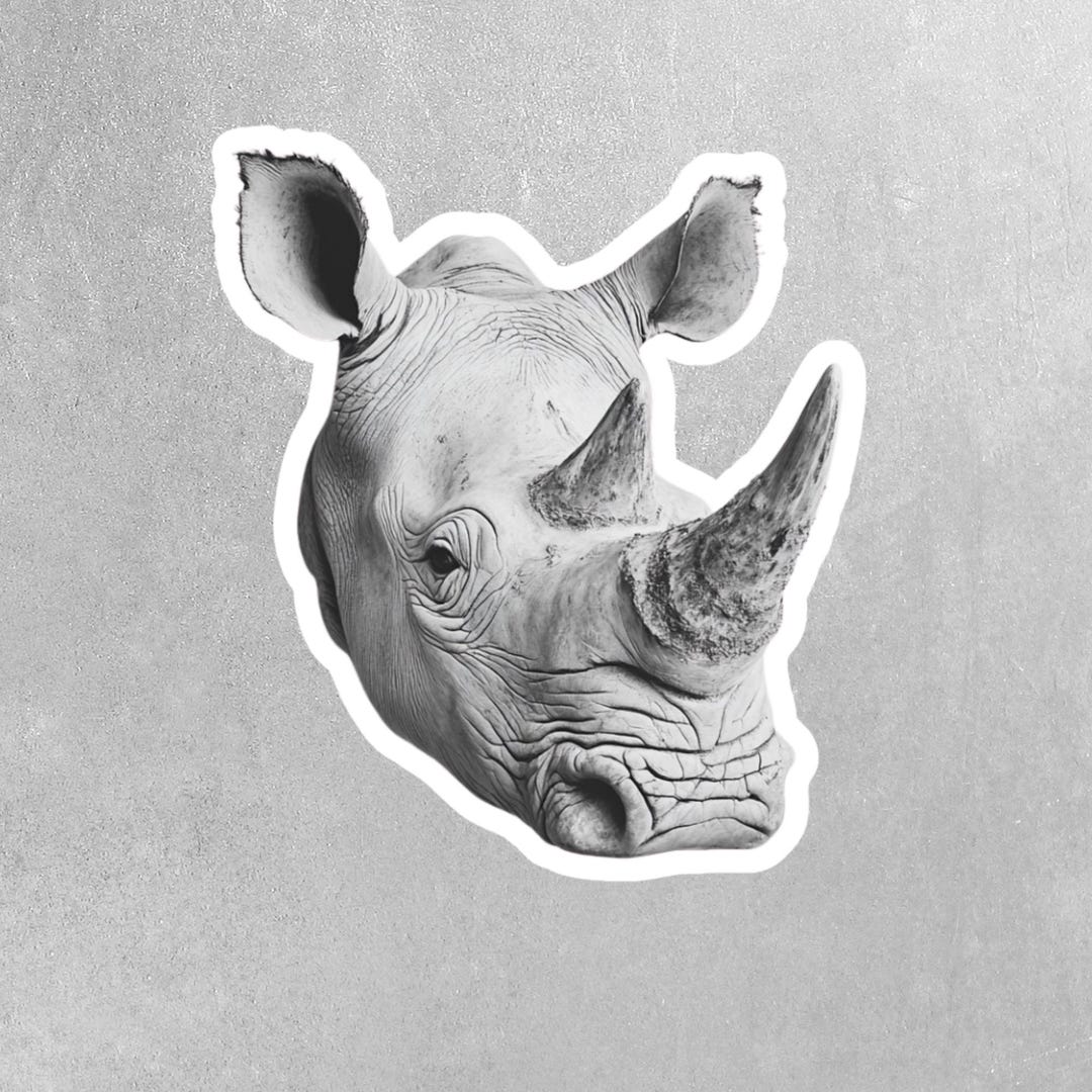 Rhino Sticker | Rhinoceros Head Decal | Rhinoceros Sticker - Etsy