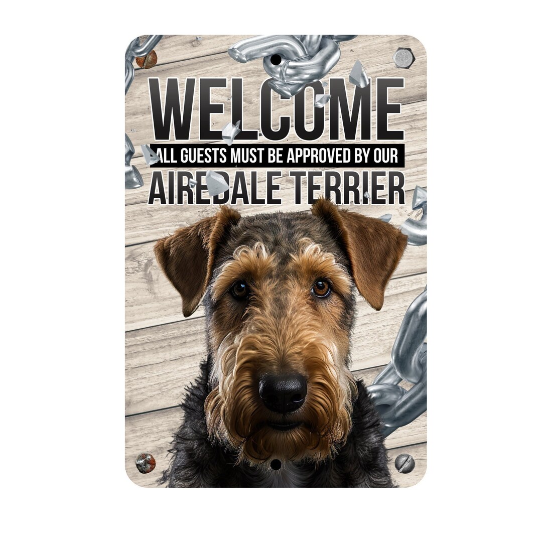 Airedale Terrier Welcome Sign | Airedale Terrier Sign - Etsy