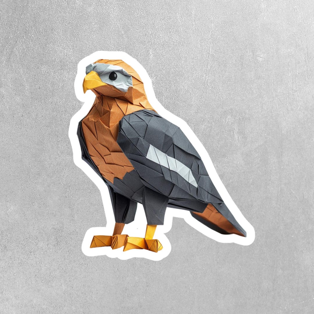 Origami Hawk Sticker - Cute Hawk Sticker - Origami Hawk Decal - Etsy