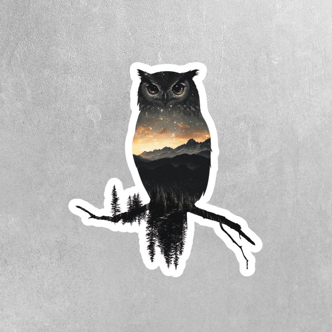 Owl Sticker - Double Exposure Sticker - Owl Decal - Etsy