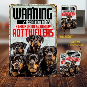 Funny Rottweiler Sign Rustic Rottweiler Warning Sign Group of ...