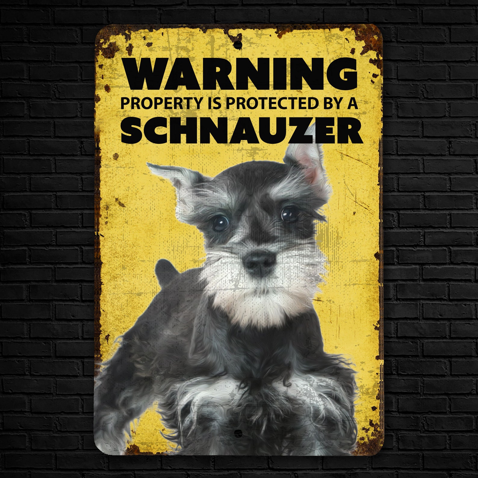 Warning Schnauzer Sign | Dog Warning Sign | Schnauzer Sign - Etsy